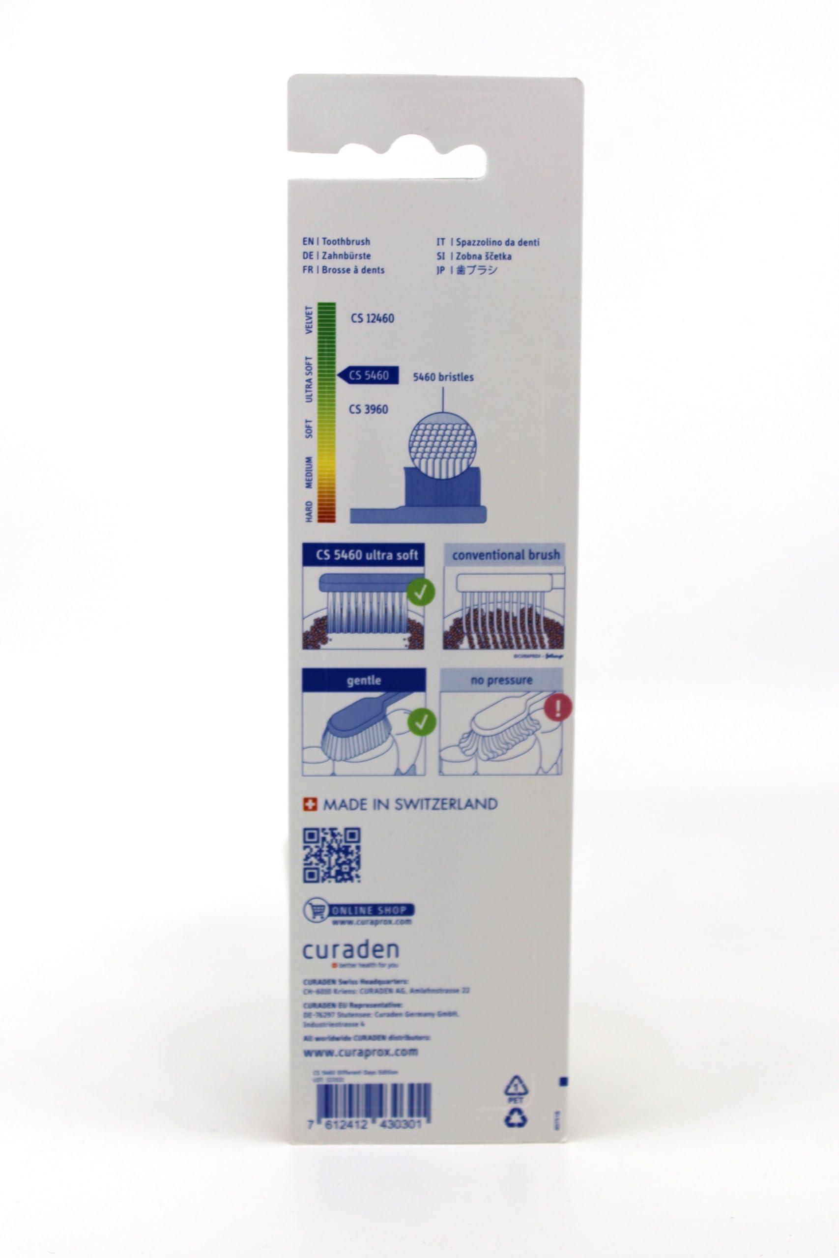 Curaprox CS 5460 Ultra-Soft Blue and Pink Battery Powered Toothbrush for Adults, Different Days Special Edition, Pack of 2
