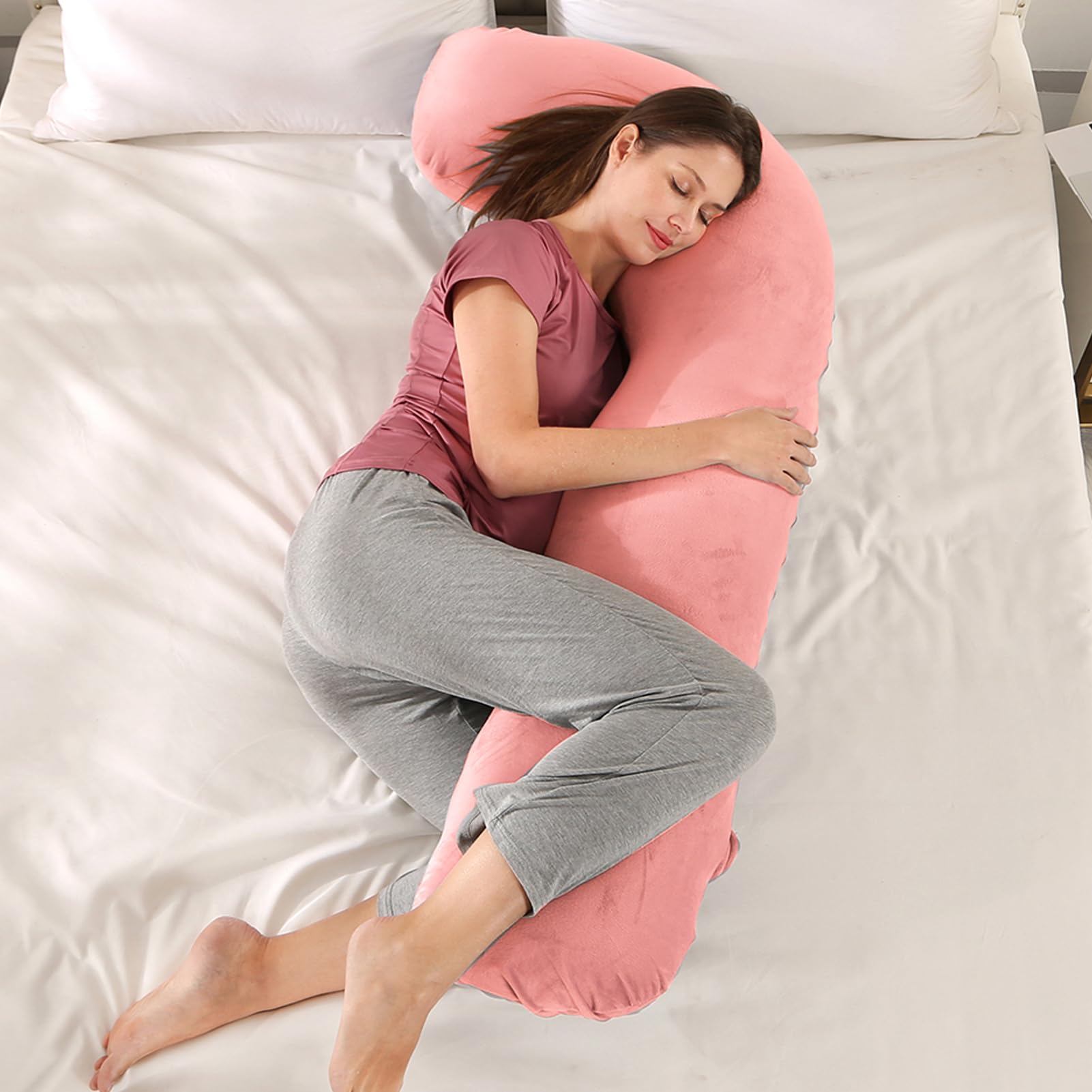 BATTOP Pregnancy Body Pillows for Sleeping,Maternity Pillow with Removable Cover,Support for Belly,Hips, Legs,Pregnancy Must Haves,Side Sleeper Body Pillow