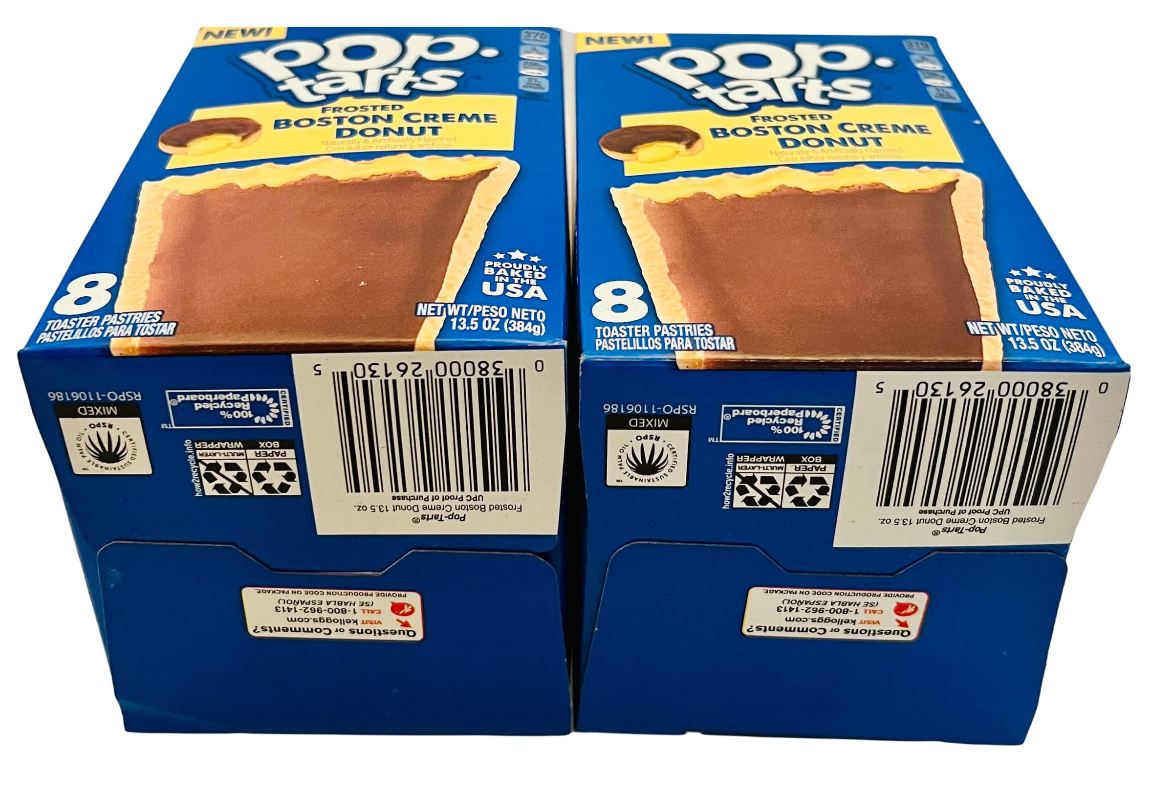 Boston Creme Donut Frosted Pop Tarts, two 13.5oz Boxes (8 Toaster Pastries in each box for a total of 16) 8 Count (Pack of 2)