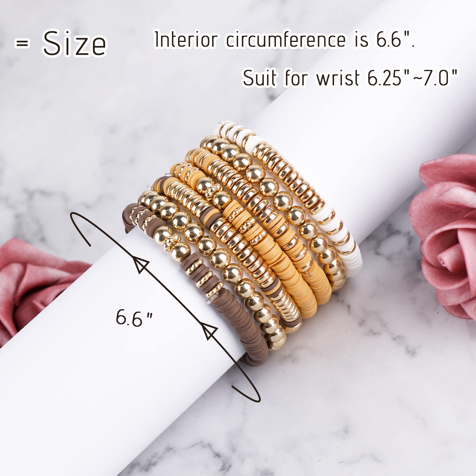 Bodybay Surfer Heishi Clay Bead Bracelets for Women Bohemian Stackable Evil Eye Vinyl Disc Beaded Stretch Bracelets Elastic Layering Friendship Bracelets Boho Jewelry