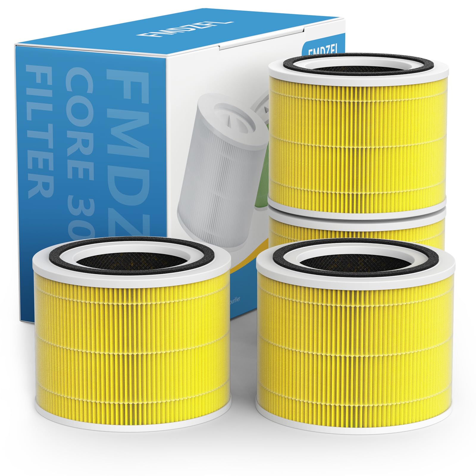 Core 300 Replacement Filter Compatible with LEVOIT Core 300 Core 300S VortexAir Purifier, 3-in-1 Pre-filter, H13 Grade True HEPA and Activated Carbon Filter, Core 300-RF-PA, 4-Pack