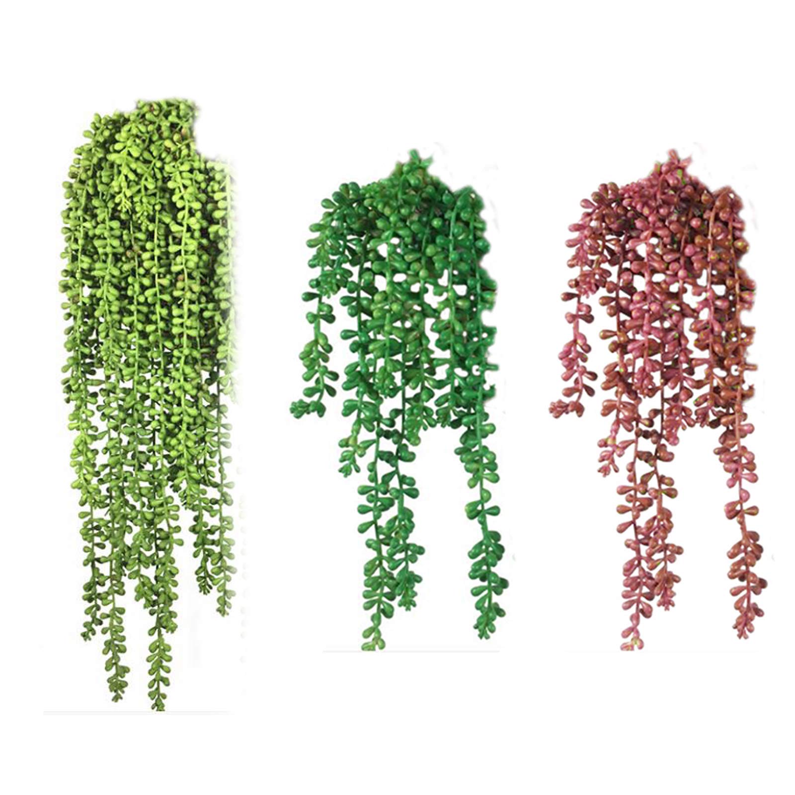 Okngr Artificial Succulents Hanging Plants, Hanging String of Pearls Plant Large Fake String of Pearls for Wall Home Garden Decor- S