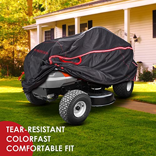 K-Musuclo Riding Lawn Mower Cover, Outdoors Tractor Cover Heavy Duty 600D and Pvc Coating, Waterproof Strip With Drawstring & Cover Storage Bag(72"L X 54"W X 46"H)