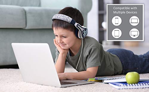 eKids Ghostbusters Kids Headphones, Adjustable Headband, Stereo Sound, 3.5Mm Jack, Wired Headphones for Kids, Tangle-Free, Volume Control, for Fans of Ghostbusters Merchandise