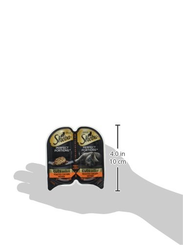 SHEBA PERFECT PORTIONS Cuts in Gravy Wet Cat Food Trays (24 Count, 48 Servings), Roasted Chicken Entrée, Easy Peel Twin-Pack Trays