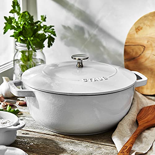 Staub Cast Iron Dutch Oven, 3.75Qt, serves 3-4, Made in France, White