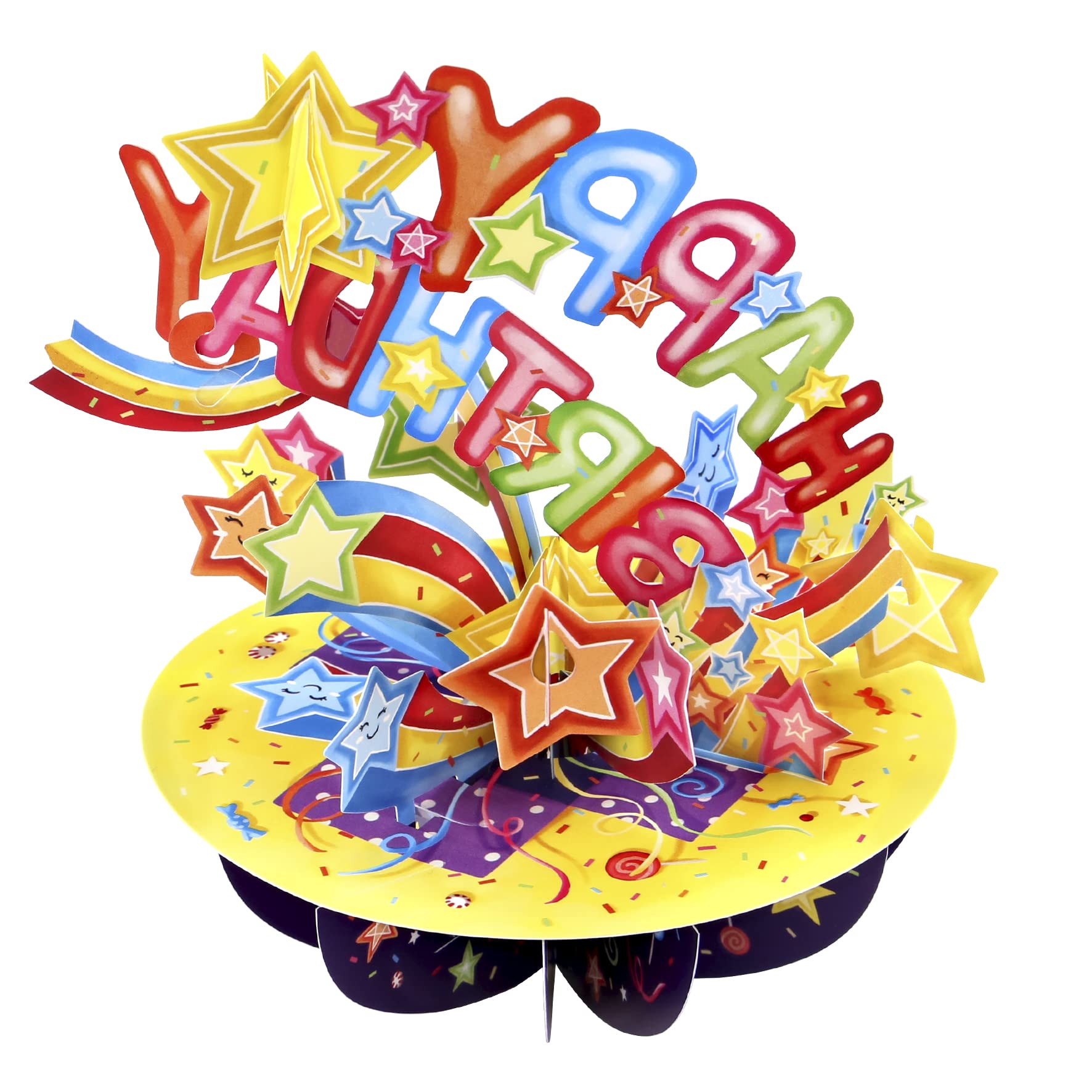 SANTORO Pirouette - 3D Pop Up Birthday Card - Shooting Stars - For Him, For Her, For Adults, For Kids - Birthday Gift - Interactive Card - Collectible Card - Creative Invitations, Unique Centerpieces, Memorable Decorations