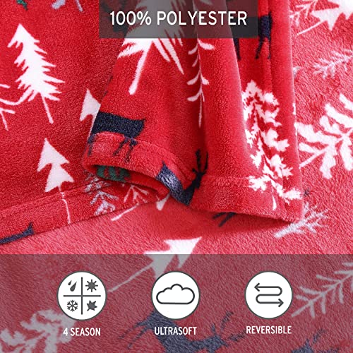 Eddie Bauer - Throw Blanket, Ultra Soft Plush Home Décor, All Season Bedding (Deer Woods Red, 50 x 60)