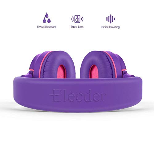 ELECDER Kids Headphones Children Girls Boys Teens Foldable Adjustable On Ear Headphones 3.5mm Jack Compatible Cellphones Computer Kindle MP3/4 Airplane School Tablet