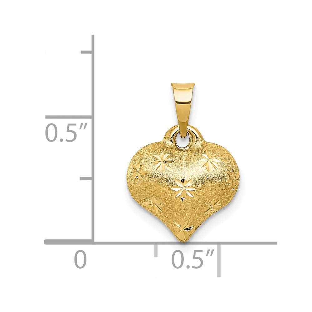 BillyTheTree Jewelry 14K Yellow Gold Satin & Shiny-Cut Puffed Heart Pendant