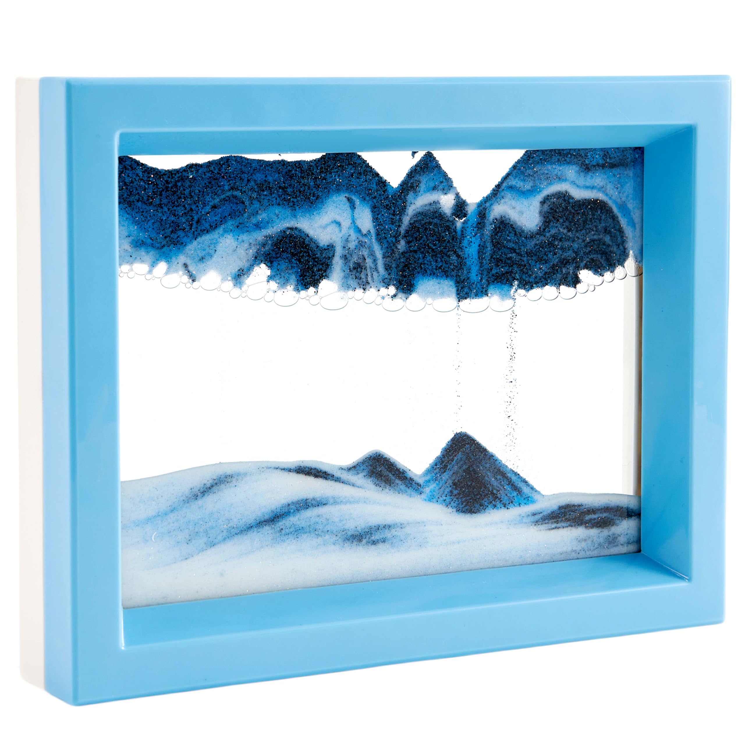 Sand Art Liquid Motion Dynamic Sand Picture, Flowing Sand Picture Moving Sand Art Frame Desktop Art Toys for Calm Relaxing(Blue), Blue,White
