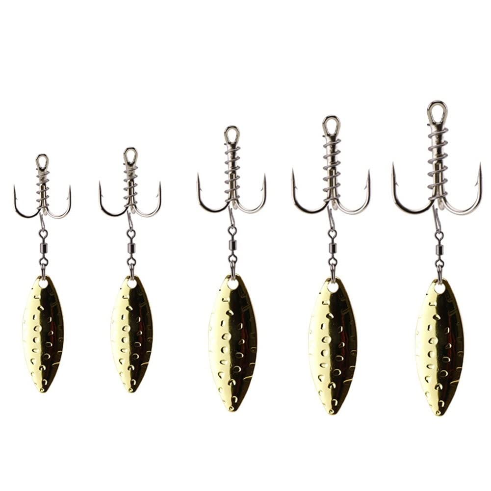 chaber Hooks 10pcs Bait Spring Dough Treble Hooks with Spinner Spoon Bait with Hooks for Lure Fishing Tackle Fishing Hooks (Size : 2)