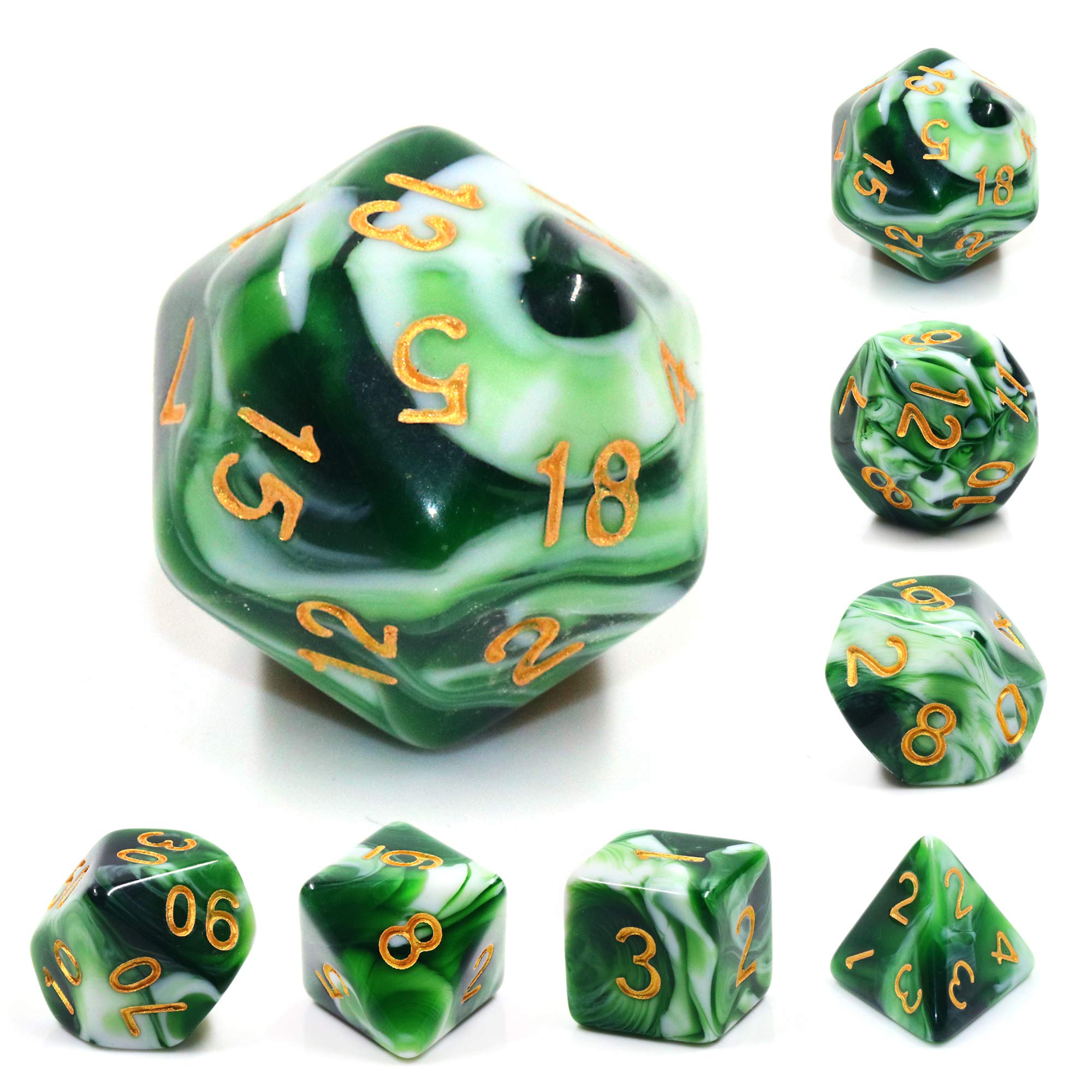 New HD Polyhedral Dice Sets D&D Dice for Dungeon and Dragons RPG Role Playing Games MTG Pathfinder Table Top Games 7 Dice Set Jadeite Cabbage