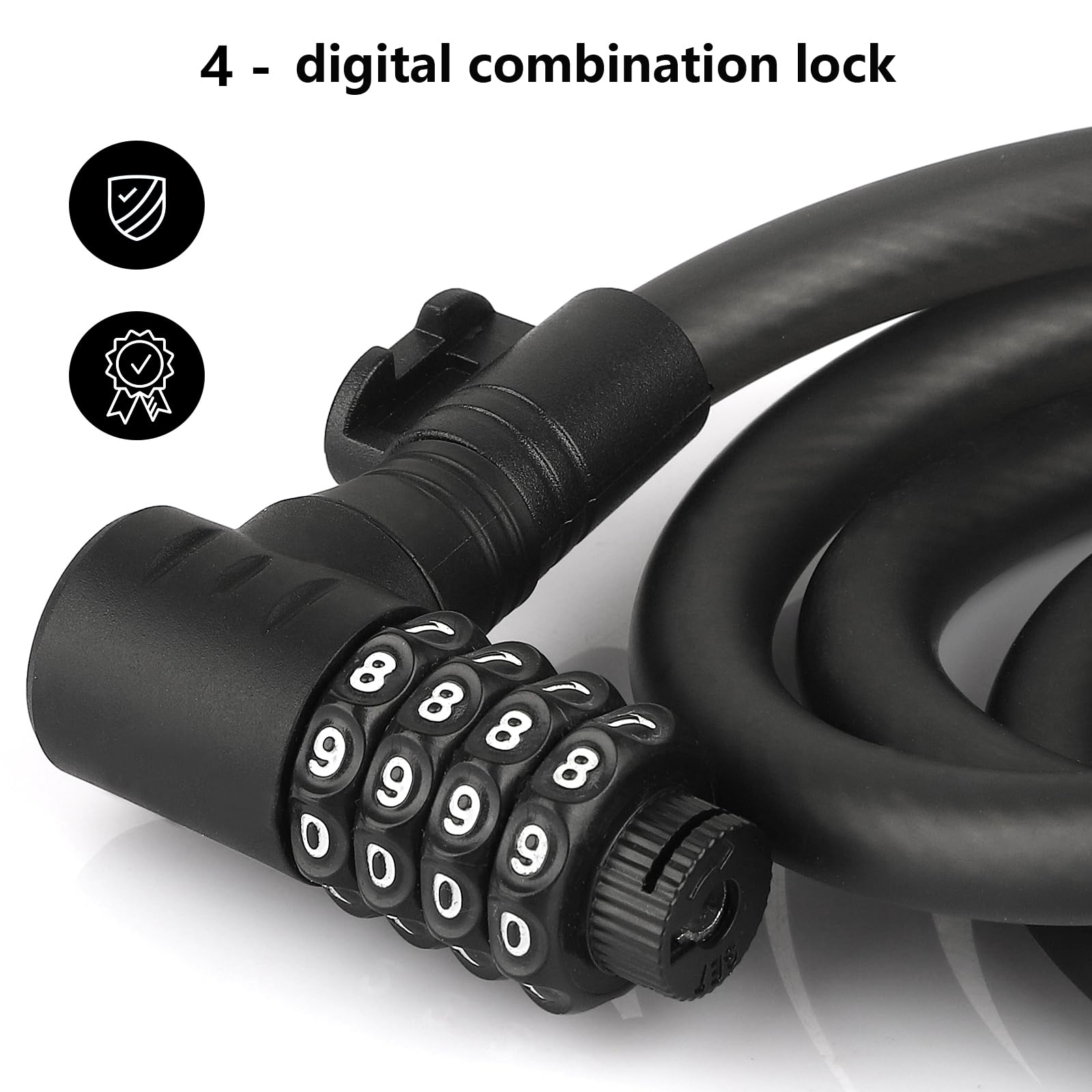 Bike Lock, E Scooter Lock 4-Digit Bike Combination Lock Compatible with Xiaomi M365/Pro2/Max/Ninebot/F Essential Scooter/Bicycle/Motor Lock Anti-Theft Ideal Lock 4ft Long with 12 Steel Bicycle Lock