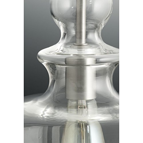 Staunton Collection 1-Light Clear Glass Global Pendant Light Brushed Nickel