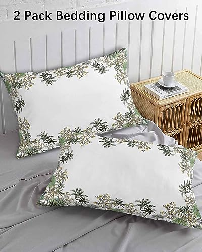 Edwiinsa Tropical Plants Pillow Covers King Standard Set of 2 20x36 Bed Pillow, Summer Lemon Tree Teal Peacock Plush Soft Comfort for Hair/Skin Cooling Pillowcases with Envelop Closure