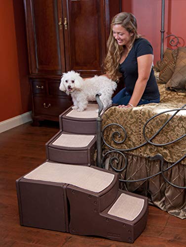 Pet Gear Easy Step Bed Stair for Cats/Dogs, Adjusts to Either Side of Bed, Removable Washable Carpet Treads, Storage Compartment, for Pets Up to 75lbs