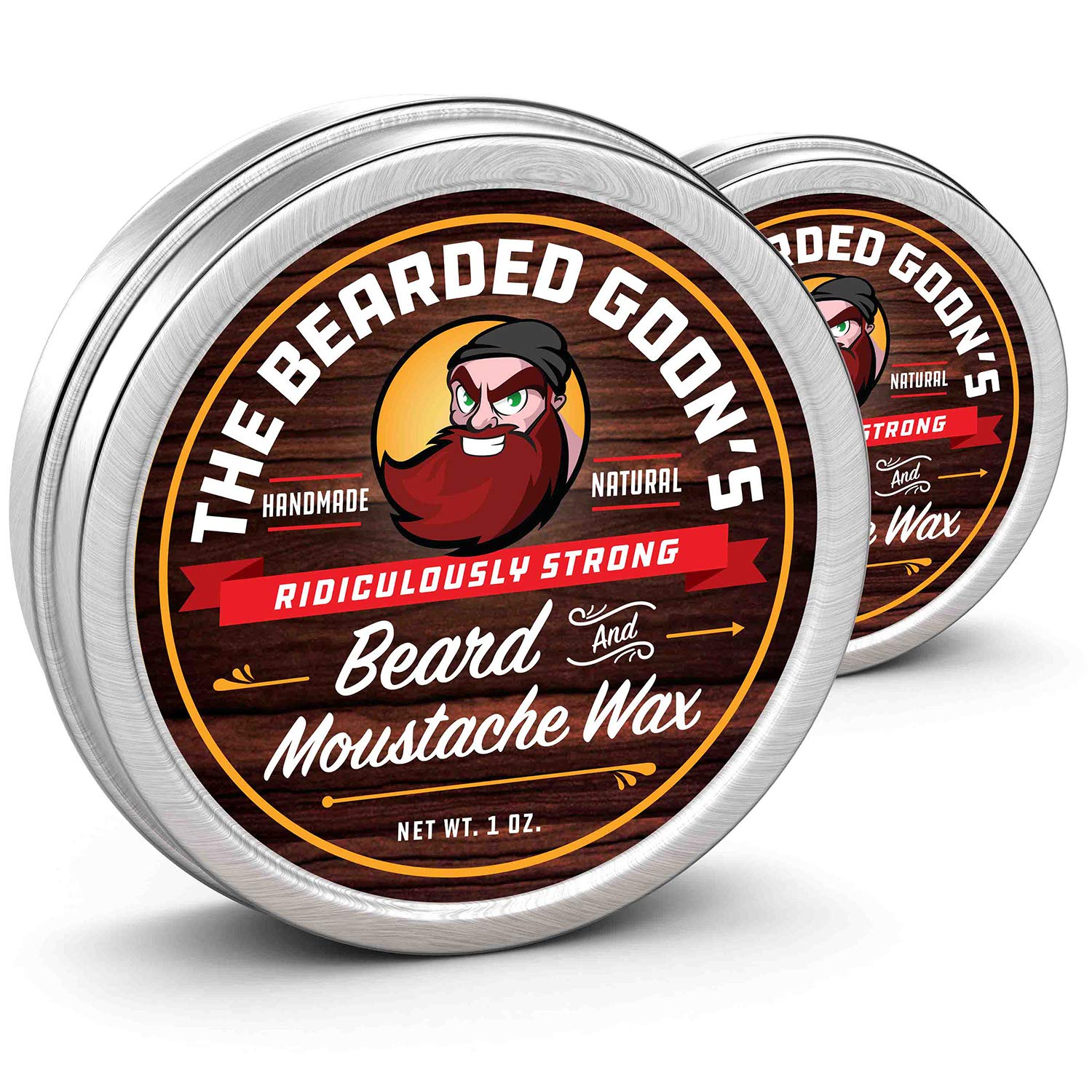 The Bearded Goon Ridiculously Strong Mustache and Beard Wax (2 Tins) - 100% Natural, All-Day Styling Control with Ultra-Strong Hold, 1 oz. each…