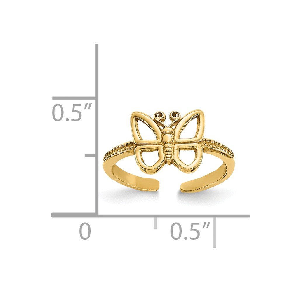BillyTheTree Jewelry 14K Yellow Gold Cutout Wing Design Butterfly Toe Ring
