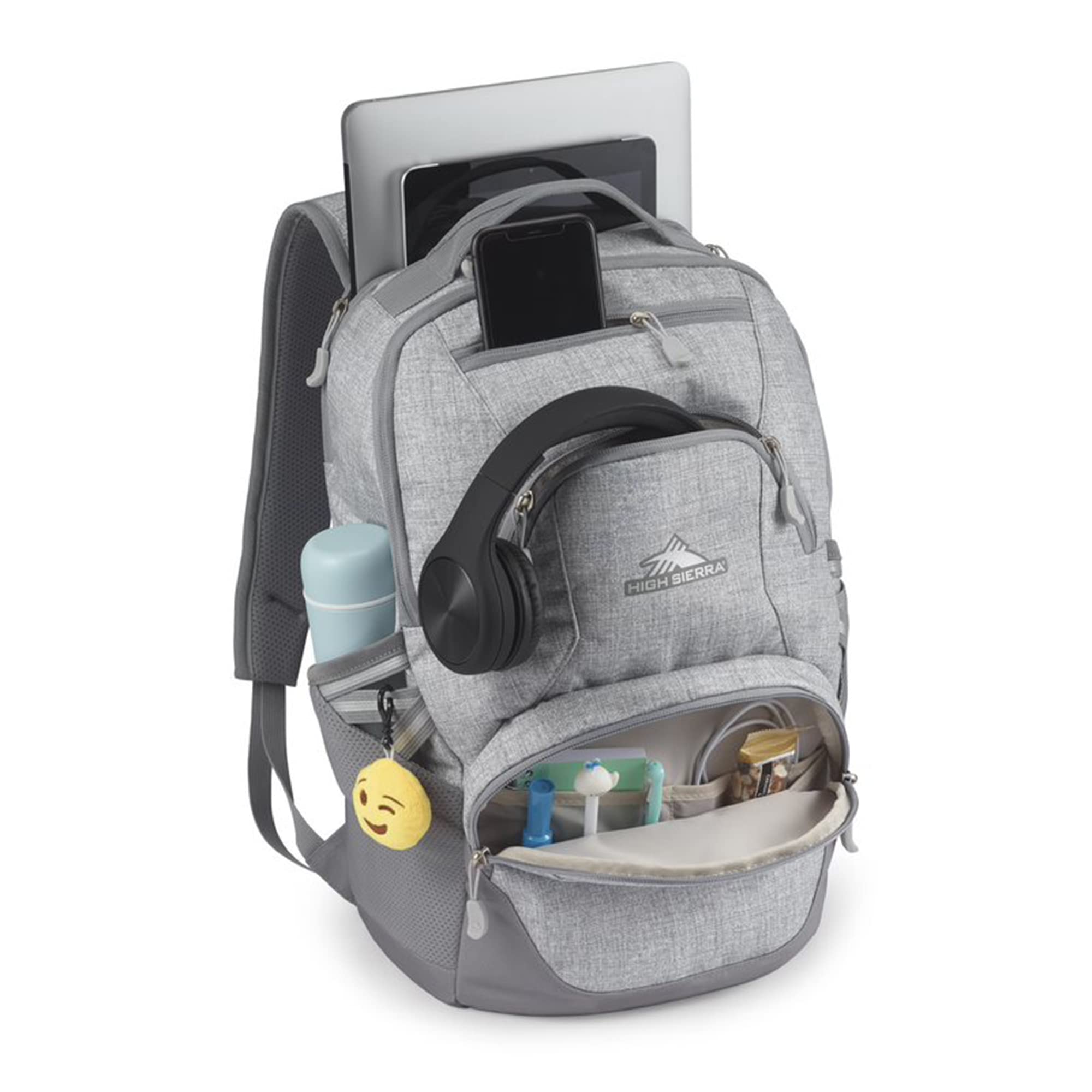 High Sierra Swoop SG Backpack, Travel or Work Laptop Bookbag with Drop Protection Pocket, and Tablet Sleeve, One Size, Silver Heather