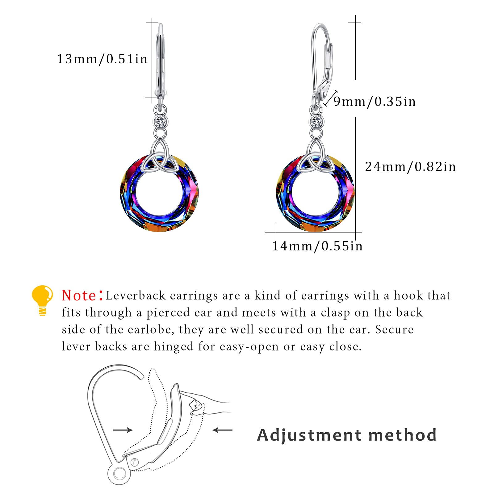 Celtic Knot Crystal Earrings Circle Volcano Crystal Hoop earrings S925 Sterling silver Crystal Dangle Earrings for Women(Purple Crystal)