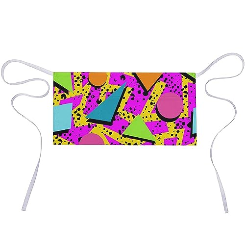 LAKIMCT Retro 80S 90S Half Aprons with Big Pockets, Women Men Short Apron for Chef Gardener Painter Waitress Bib