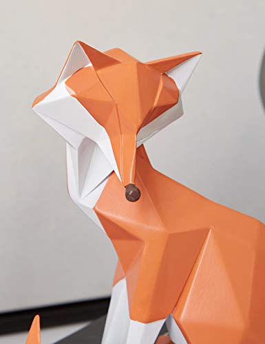 HAUCOZE Fox Figurine Gifts Geometric Sculpture Decor Animal Statue Gifts Polyresin Arts 8.0 inch