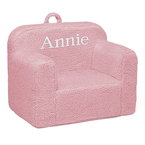 Delta Children Cozee Sherpa Chair β Customize with Name β Foam Kids Chair for Ages 18 Months and Up, Pink
