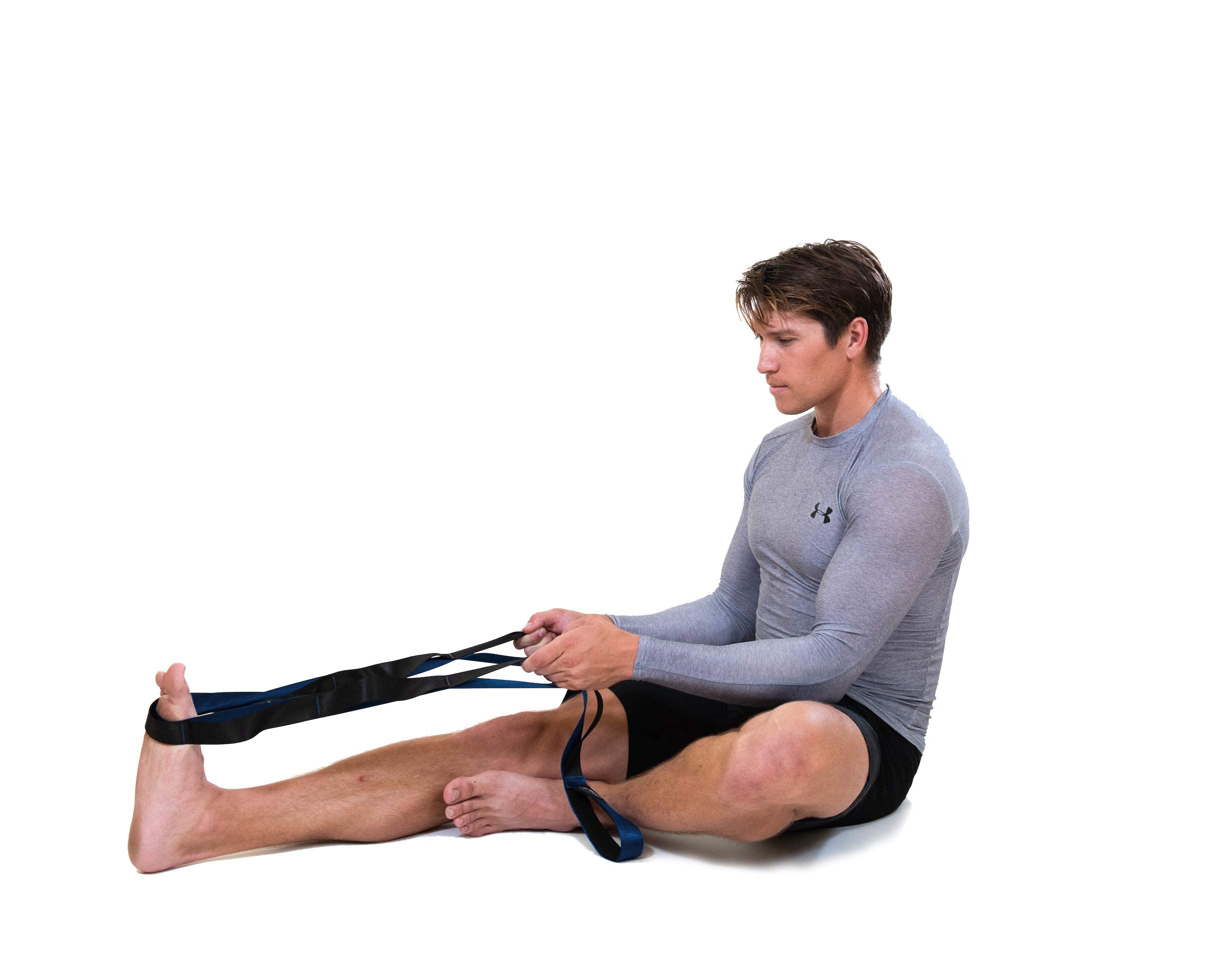 Brazyn - 12 Loop Mobility Stretching Band - Stretch Strap with Loops Physical Therapy Yoga Straps for Stretching Pilates Calf Stretcher Flexibility Running Dance Gymnastics with Travel Bag - Navy Blue