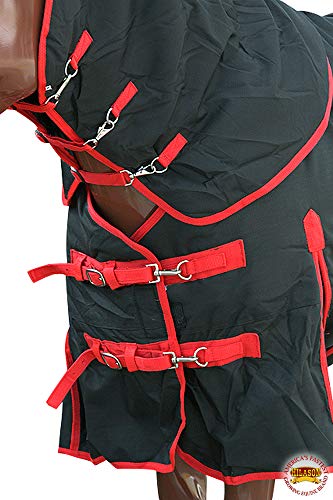 HILASON 76 in 1200D Turnout Winter Horse Neck Cover Belly Wrap Sheet Black