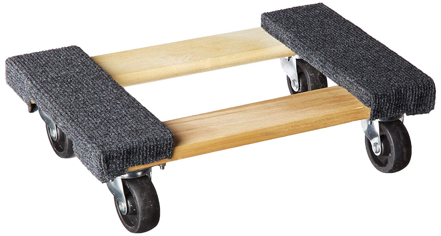 Haul Master 93888 Mover's Dolly 1000 lbs. Weight Capacity, 18" L x 12-1/4" W, 12-14", Grey/Hardwood (Pack of 3)