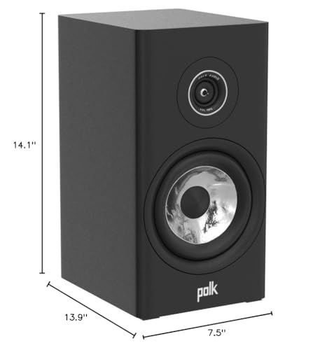 Polk Audio Reserve R200 Large Bookshelf Speaker for Dynamic, Detailed Home Theater Audio, 1" Pinnacle Ring Tweeter & 6.5" Turbine Cone Woofer, Dolby Atmos & IMAX Enhanced, Wall Mountable, Black