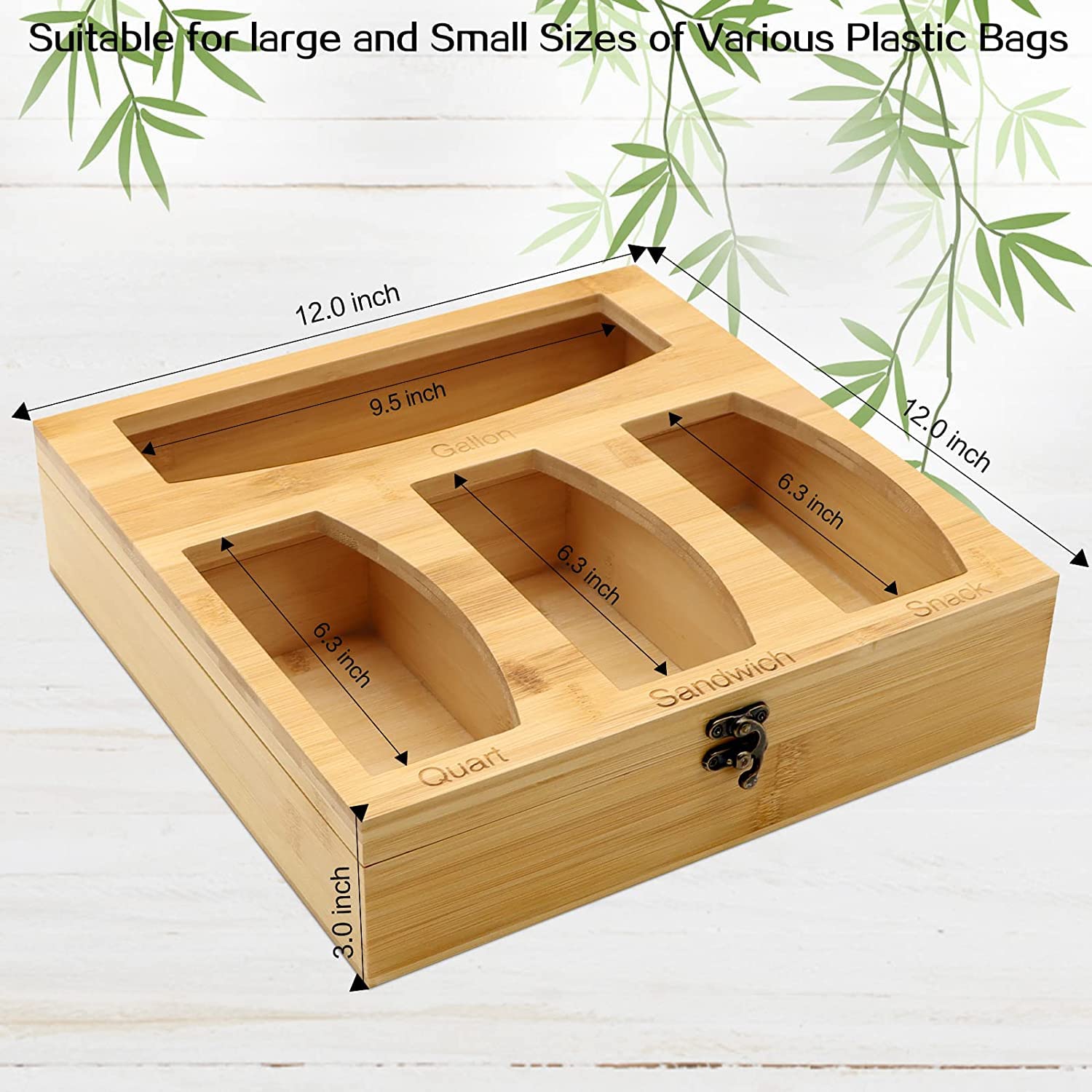 Bothixi Bamboo Ziplock Bag Storage Organizer for Kitchen Drawer, Bamboo Baggie Organizer,Openable Food Storage Bag Holders Compatible With Gallon, Quart, Sandwich & Snack Variety Size Bags