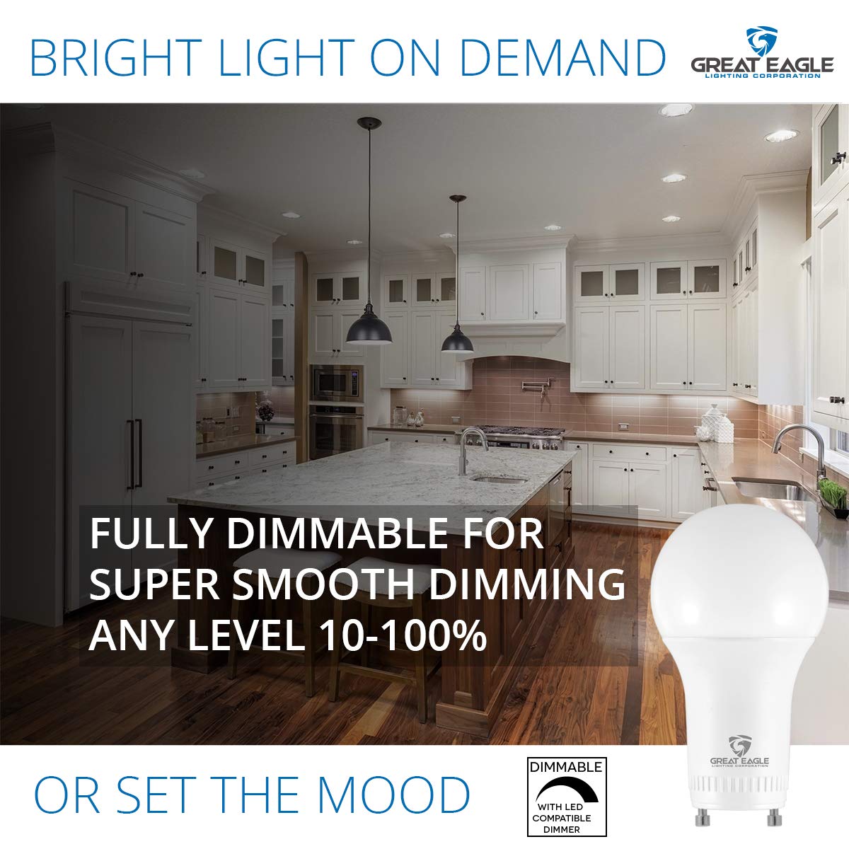 Great Eagle Lighting Corporation 15W (100W Equivalent) GU24 LED Light Bulb Dimmable 5000K Daylight, UL, Replace CFL Twist-in 2 Prong (4-Pack)