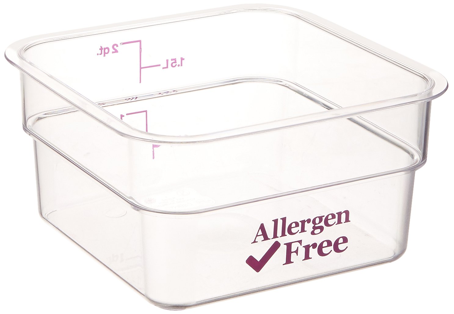 Cambro 2SFSCW441 2QT Allergen-Free Clear Graduated Camsquare