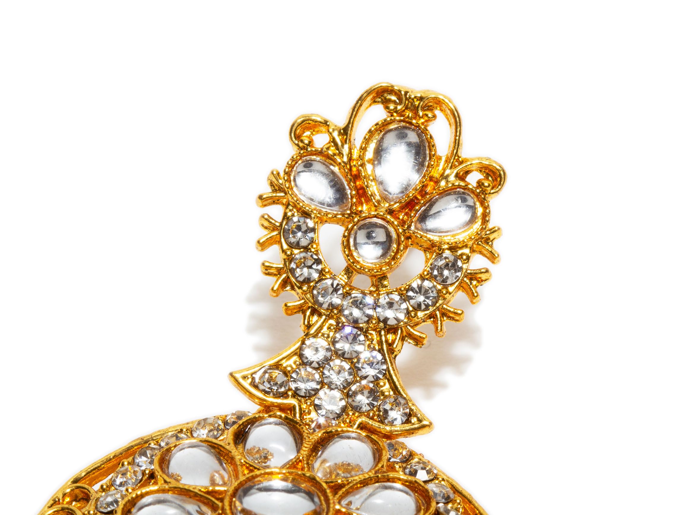Bindhani Bollywood Fashion Kundan Stone Indian Drop Earrings With HeadPeice Maang Tikka Set For Women (Gold)