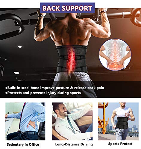 MOLUTAN Waist Trainer Trimmer for Men Tummy Control Shapewear Neoprene Sweat Belt Slimming Body Shaper Black