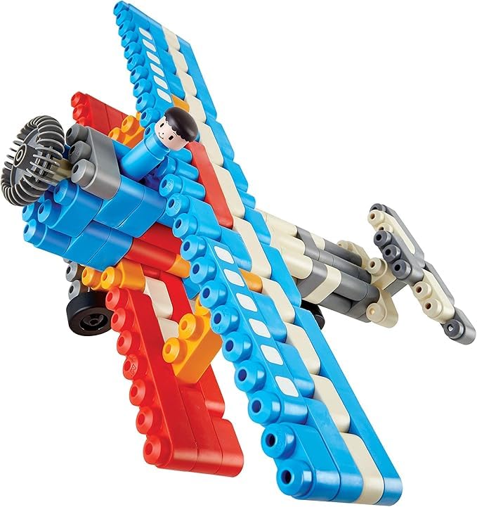 Poly M Hape City Airport | 142Piece Building Brick Airport Toy Set with Figurines & Accessories, 760023
