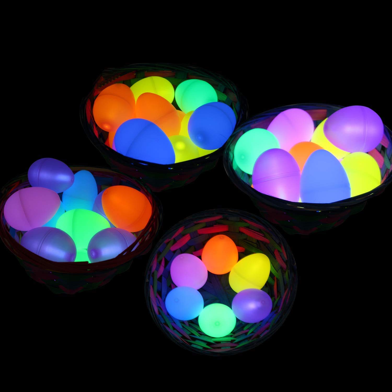 JOYIN 35 Easter Eggs with Mini Sticks (70PCs Total) for Kids Glow-in-The-Dark Basket Stuffers Fillers Gift, Easter Hunt Game Party Favors Decorations Supplies, Classroom Prizes.