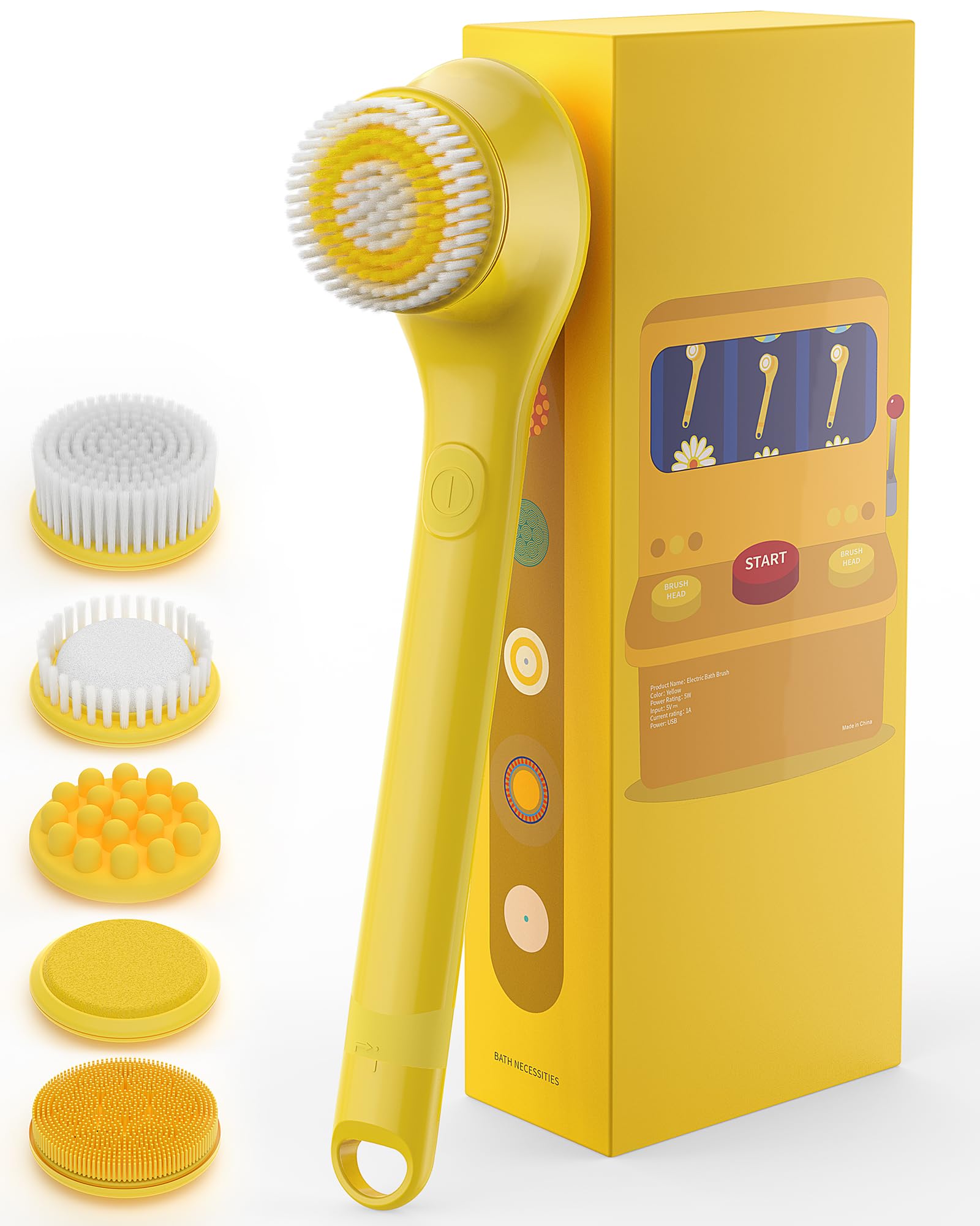 CODOGOY Electric Body Brush Back Scrubber for Shower Exfoliating Bath Brush Powered Shower Brush with Non-Slip Long Handle Deep Cleansing, Exfoliation, Massaging Spin Brush with Two Speeds