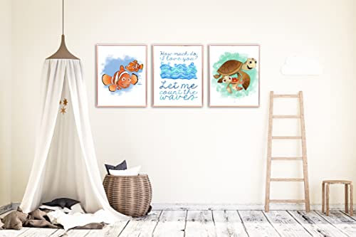 Silly Goose Gifts Nemo Fish Ocean Themed Character Wall Art Decor Baby Nursery Bedroom Room Bathroom (I'm Home Set of Six)