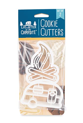 Camco 53369 Life Is Better at the Campsite Cookie Cutters - Perfect for Making Decorative Cookies - Includes (1) Campfire and (1) RV Cookie Cutter , White