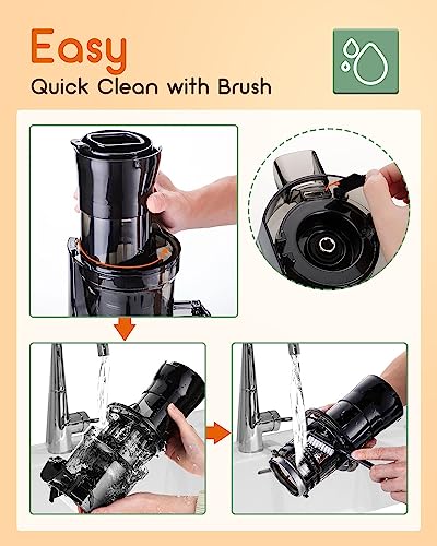 SOVIDER Compact Slow Masticating Juicer Machines- Up to 92% Juice Yield and 3.1" Wide Chute Cold Press Juicer for High Nutrient Fruits Vegetables Easy Clean with Brush Pulp Measuring Cup Reverse