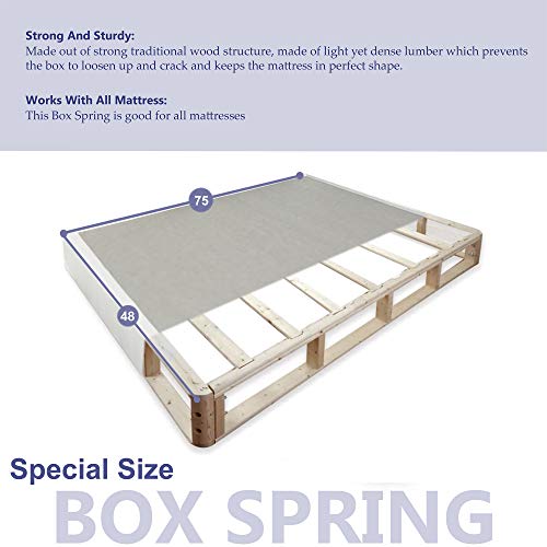 Greaton Fully Assembled Split Wood Traditional Box Spring/Foundation for Mattress with Frame Set, 75" X 48", 100vF-4/0-3S