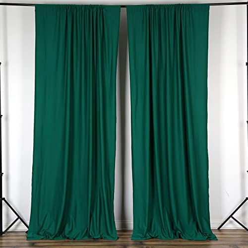 Efavormart 2 Pack | Hunter Emerald Green Fire Retardant Scuba Polyester Curtain Panel Backdrops Wrinkle Free with Rod Pockets - 10ftx10ft