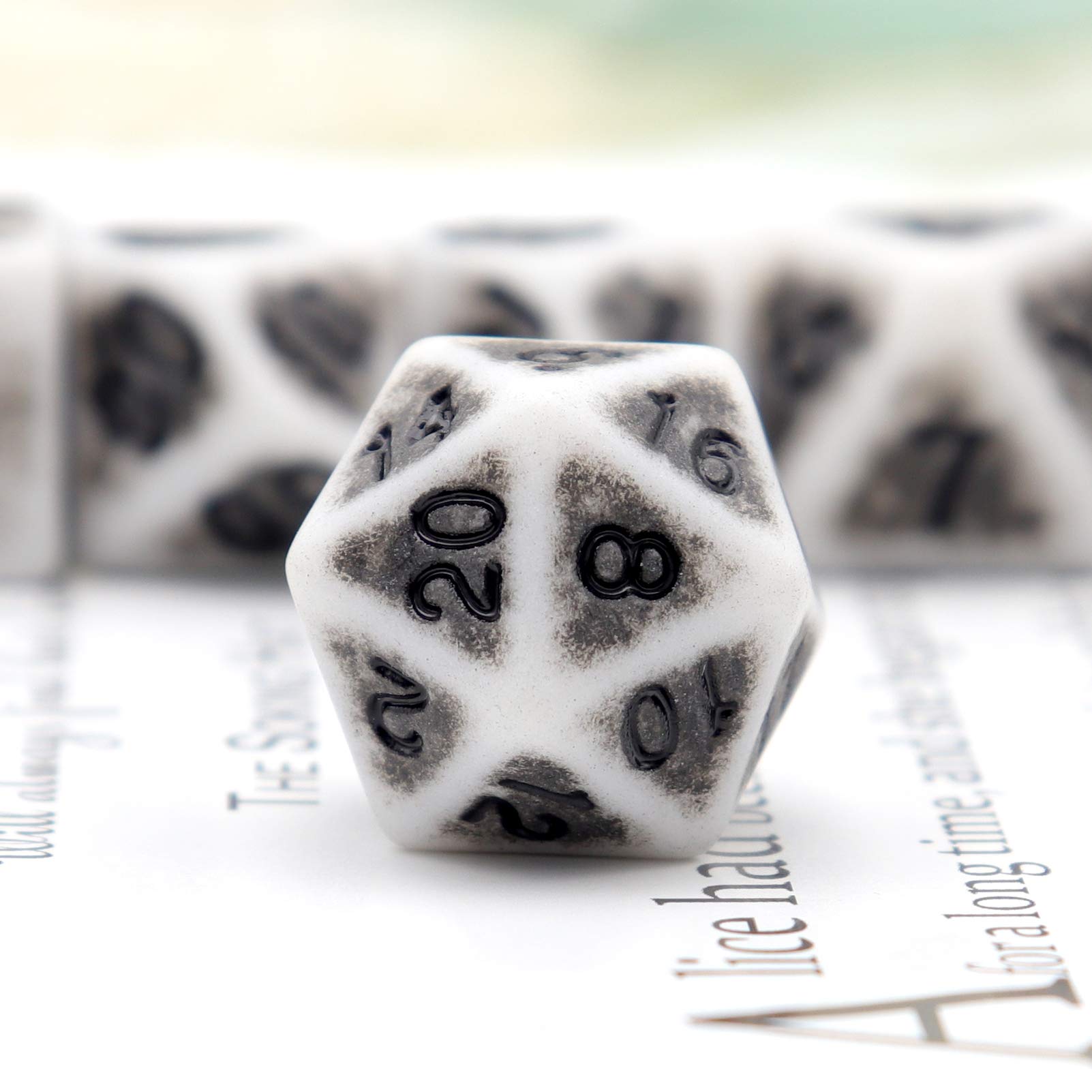 Haxtec Ancient DND Dice Set 7PCS Grey Polyhedral Dice Stone Style for Dungeons and Dragons Pathfinder RPG