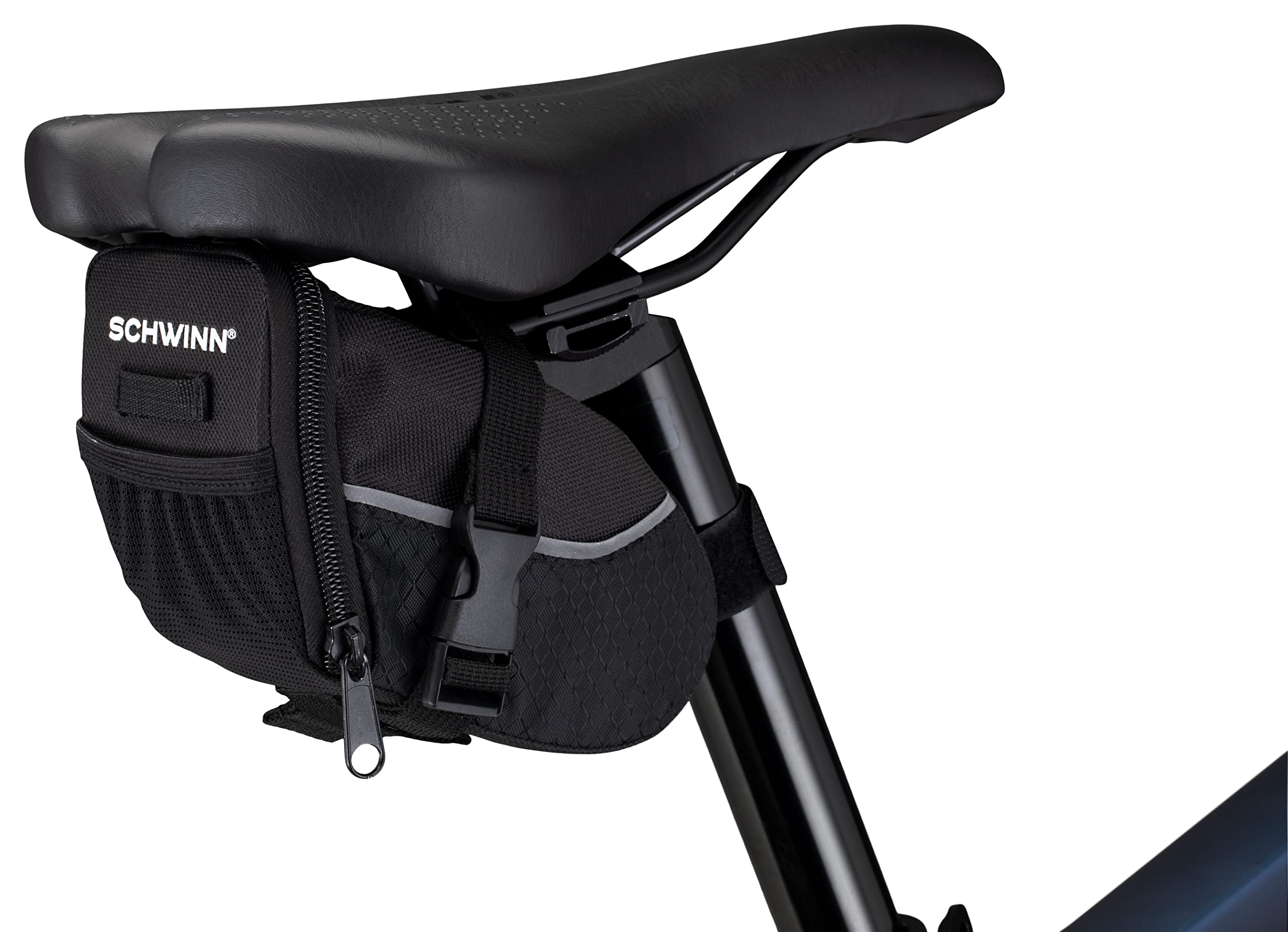 Schwinn Bike Bag, Pannier and Storage, Easy to Attach, Hold Cell Phones, Snacks, Wallet, Mounted Bicycle Accessories Seat Pack, Black