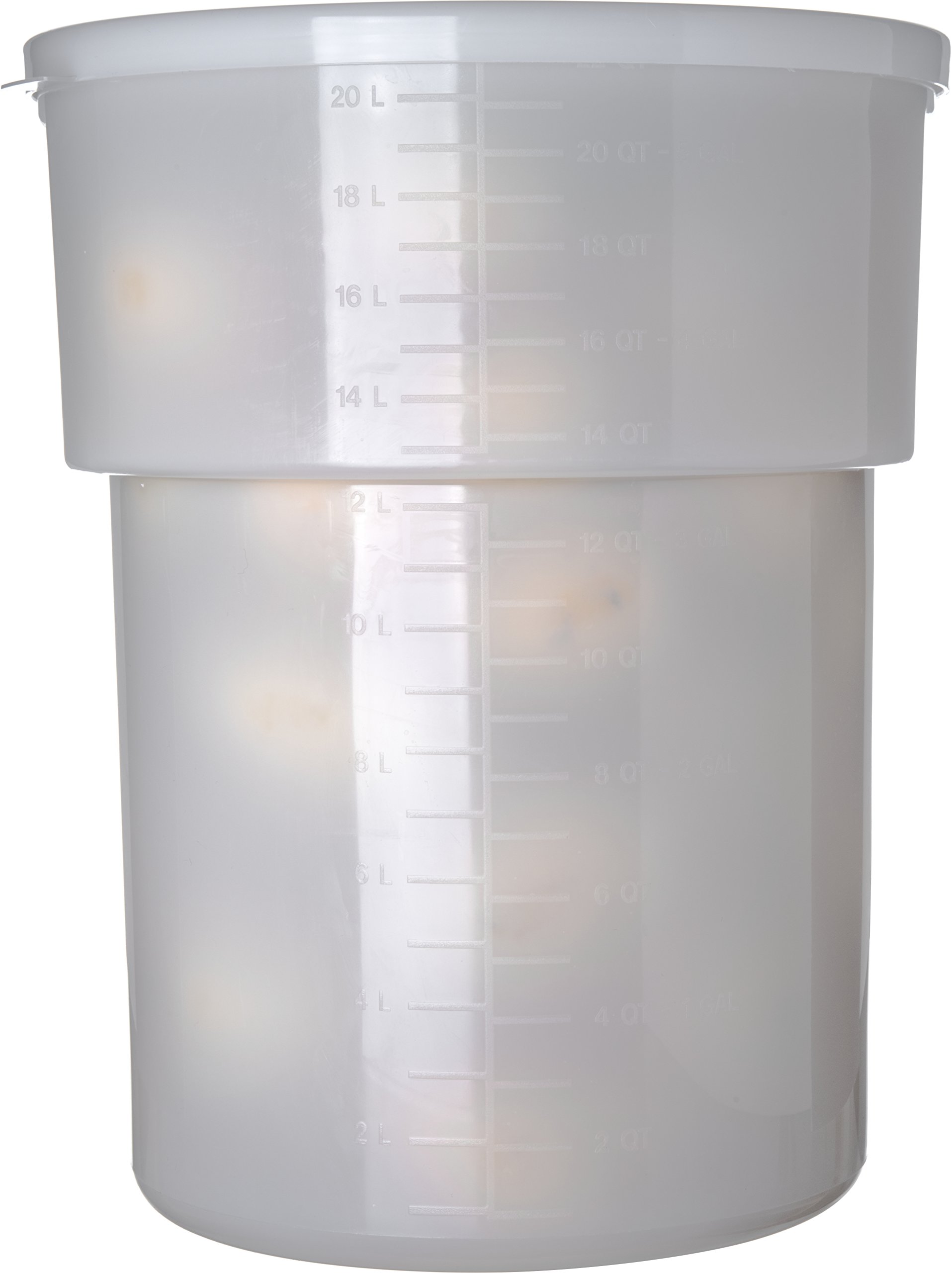 Carlisle FoodService Products Bain Marie Round Food Storage Container with Stackable Design for Catering, Kitchen, Restaurant, Plastic, 22 Quarts, White, (Pack of 6)
