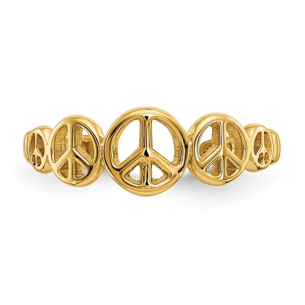 BillyTheTree Jewelry 14K Yellow Gold Cutout Polished Peace Sign Toe Ring