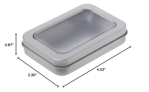 HELYZQ Clear Window Top Metal Tin Can Box Silver Blank Storage Case Crafts Survival Kit